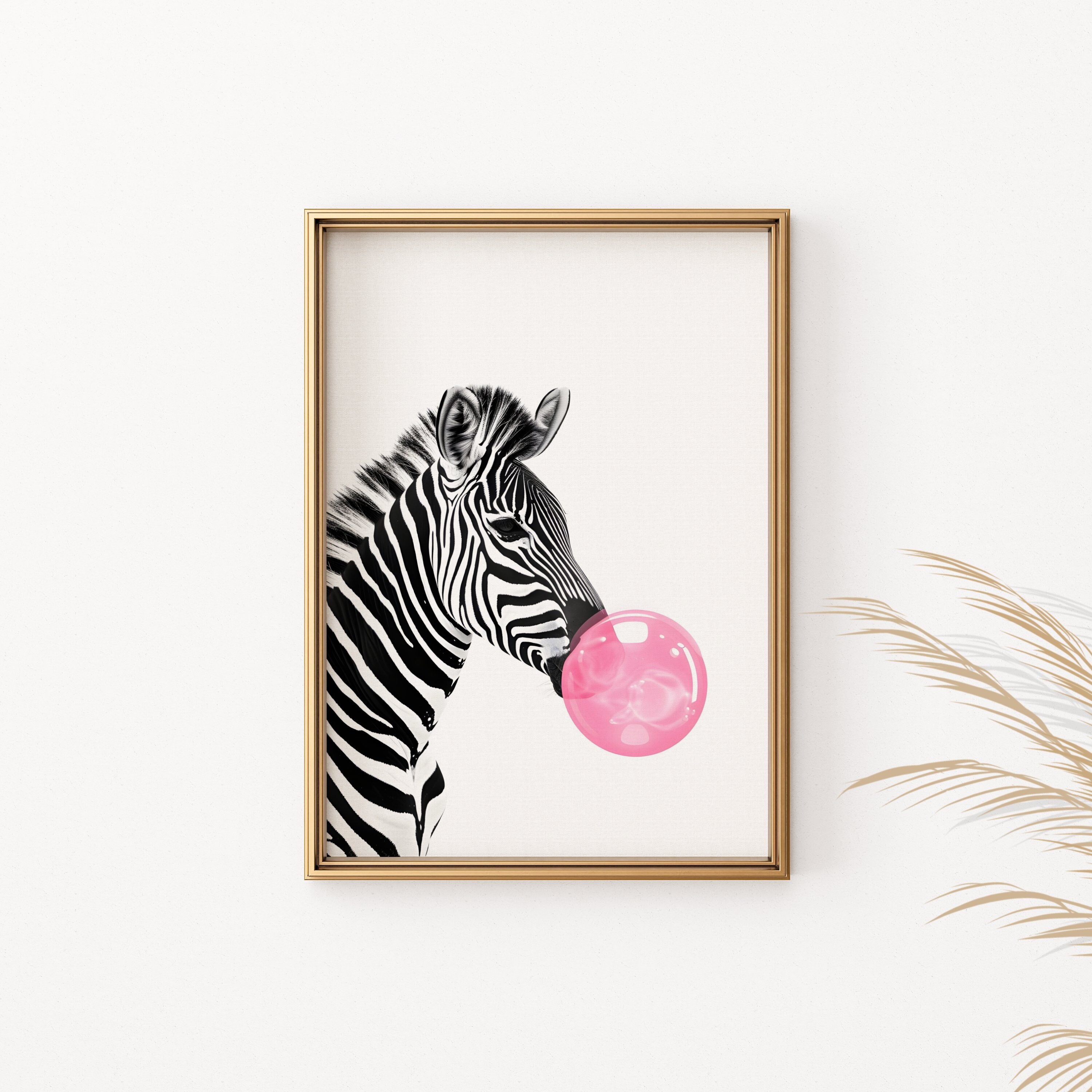 Zebra Blowing Bubblegum Poster, Quirky Animal Wall Art, Fun Zebra Decor ...