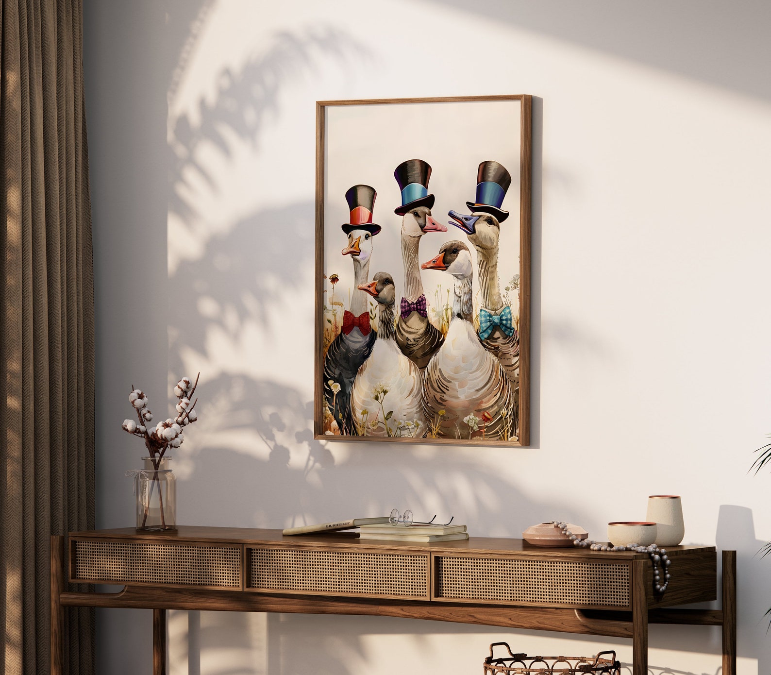 Silly Goose Vintage Unframed Poster, Whimsical Geese Wearing Hats, Fun ...