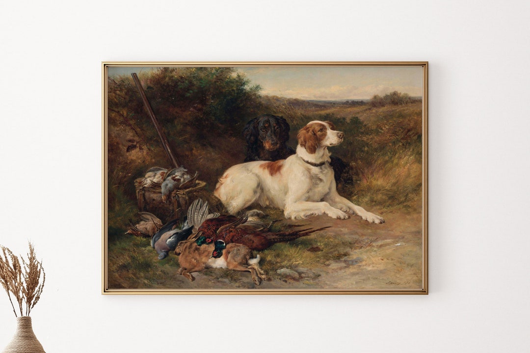 Hunting Dogs Vintage Art Print, Rustic Wildlife Wall Decor, Hunting ...