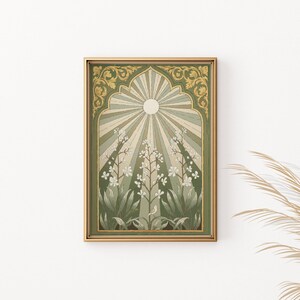 Boho Sun and Flowers Poster Unframed Botanical Nature Wall Art Print ...