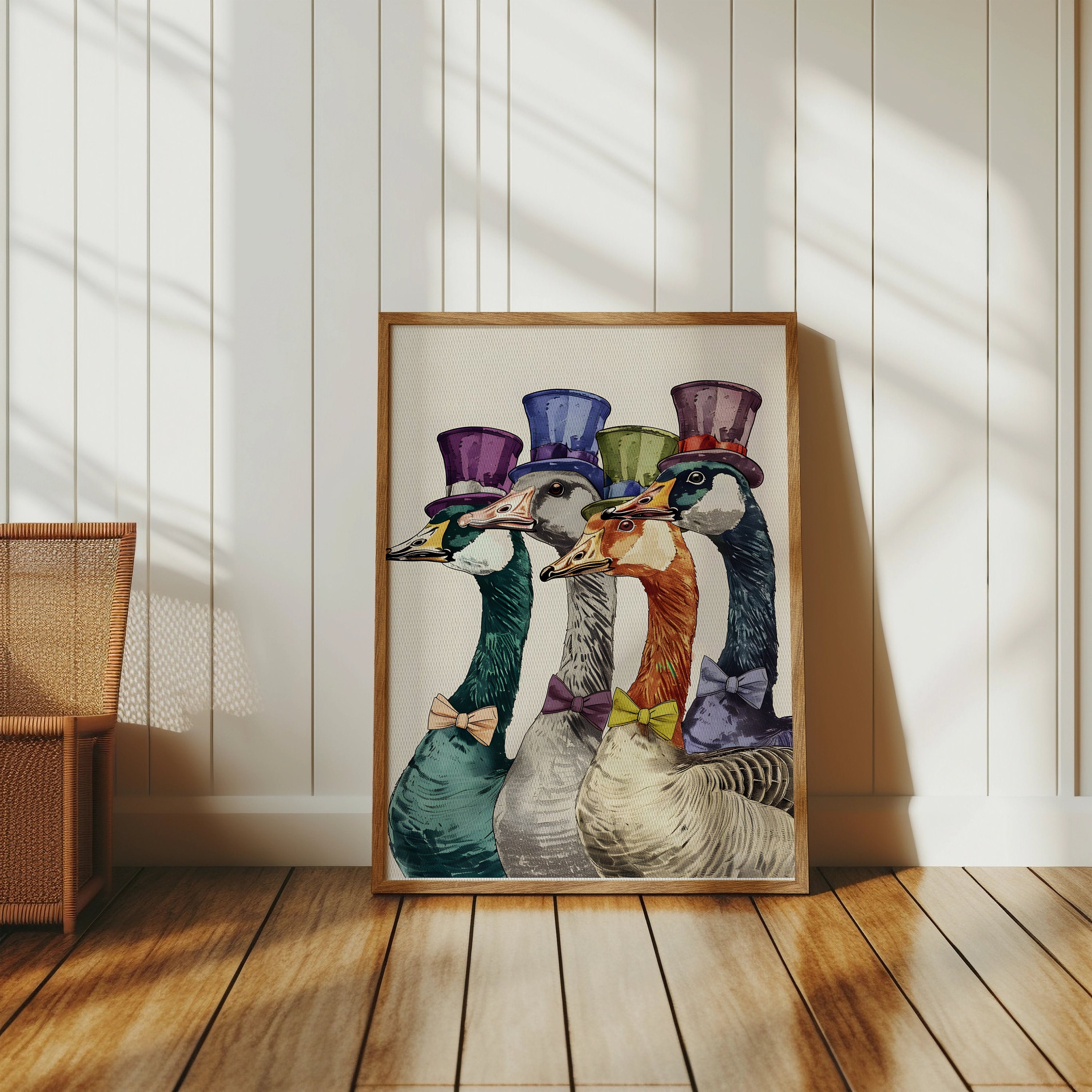 Silly Goose Vintage Unframed Poster, Quirky Wall Art, Colorful Goose ...