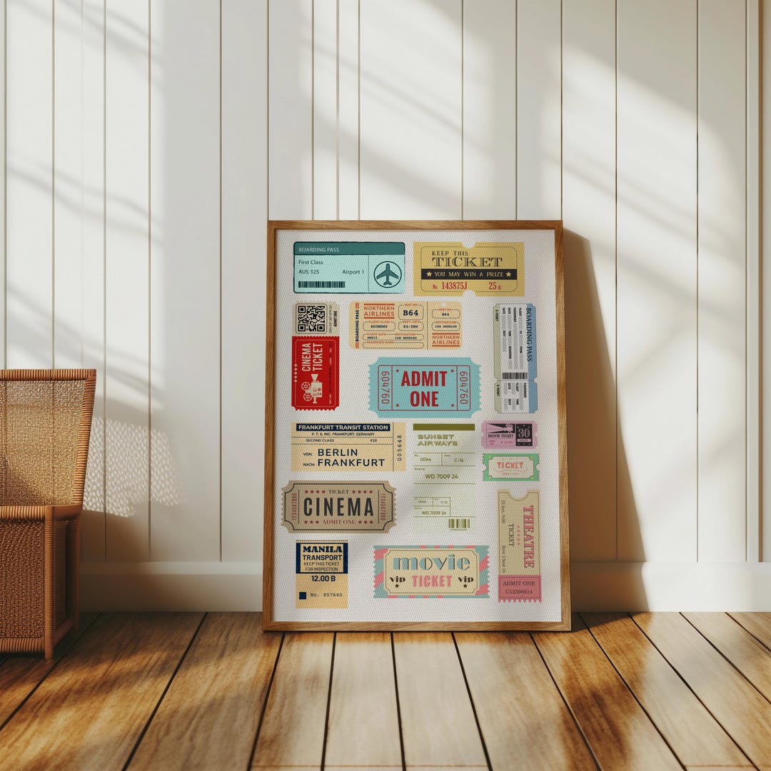 Vintage Ticket Stub Poster, Retro Ticket Collectibles, Wall Art, Movie ...