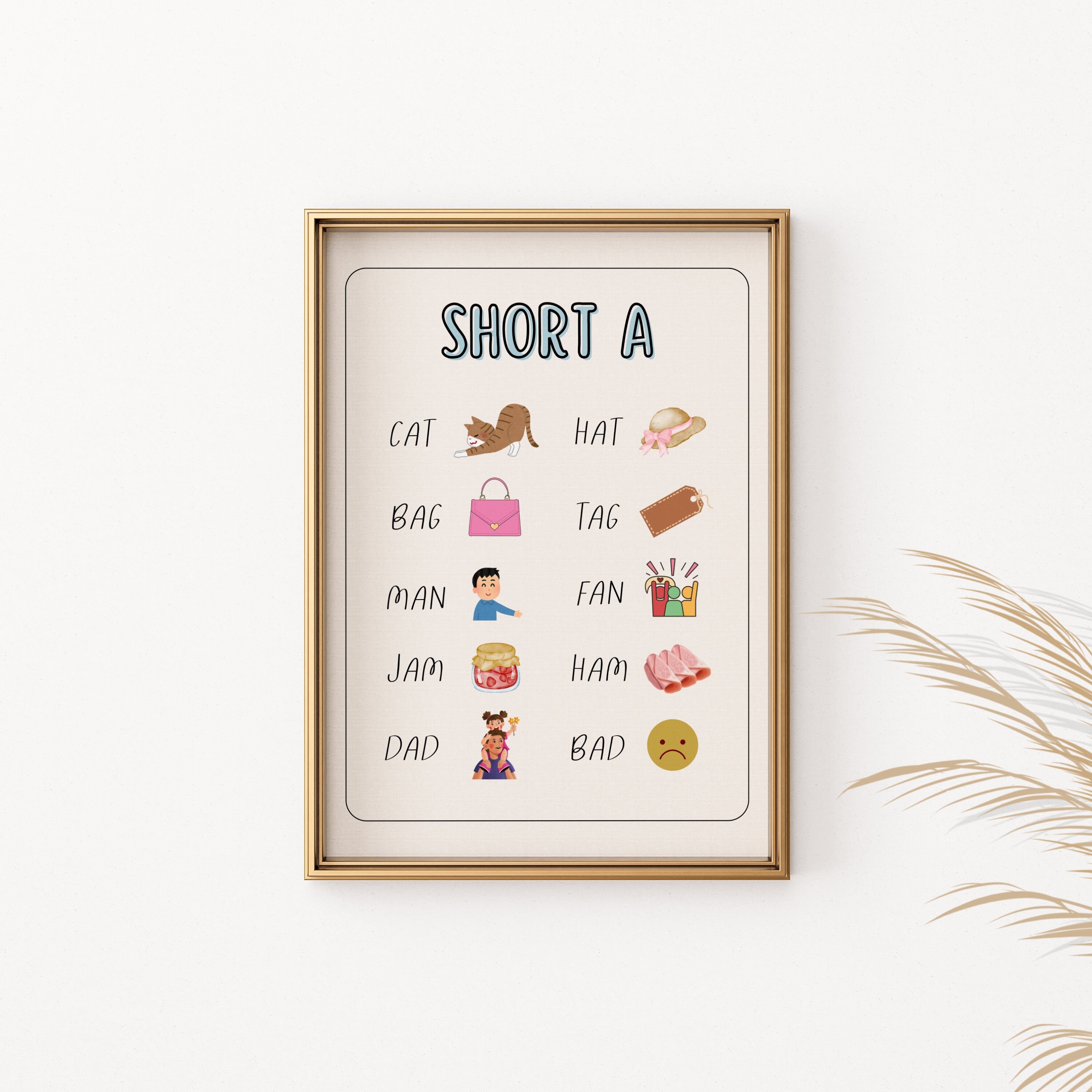 Educational Short A Sound Wall Art, Kids Learning Poster, Classroom ...