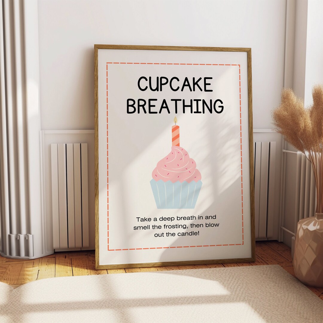 Cupcake Breathing Unframed Poster, Kids Room Wall Art, Mindfulness ...
