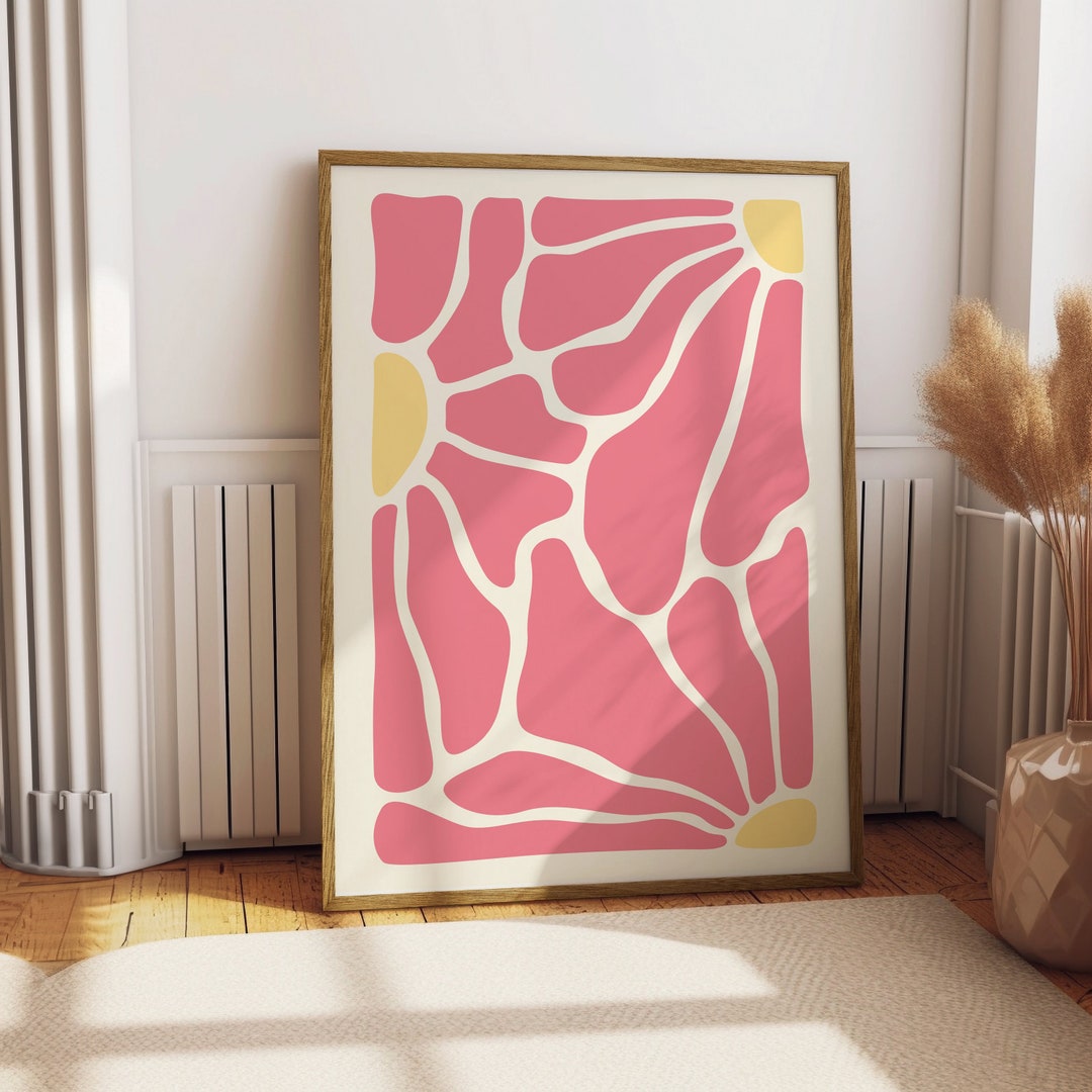 Abstract Pink Wall Art, Modern Geometric Poster, Minimalist Unframed ...
