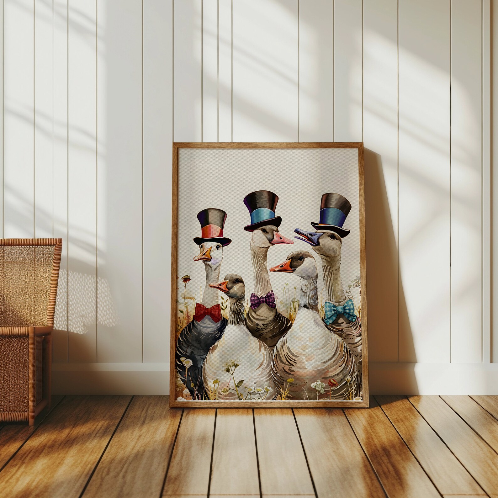 Silly Goose Vintage Unframed Poster, Whimsical Geese Wearing Hats, Fun ...