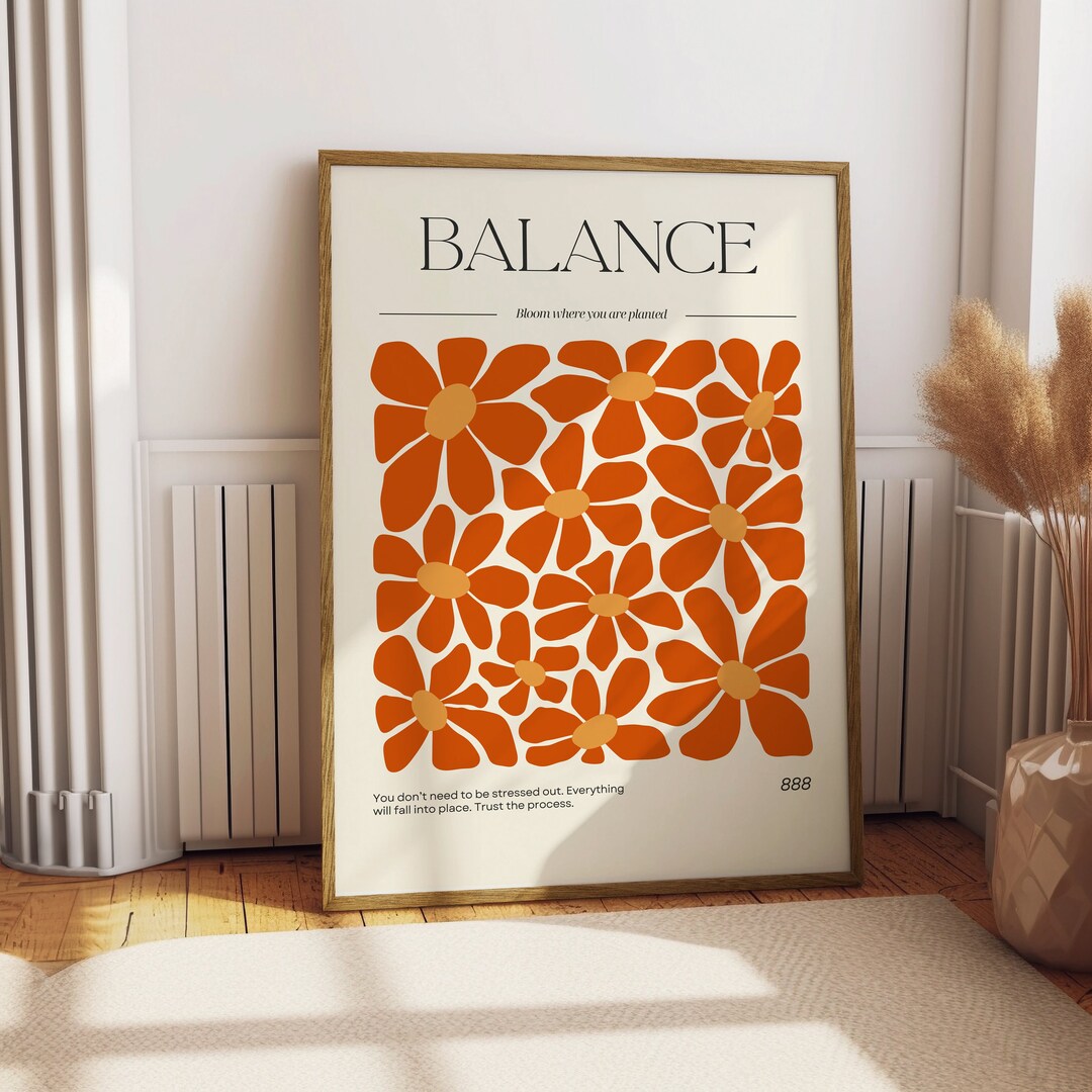 Balance Wall Art, Inspiring Floral Wall Decor, Motivational Quote ...