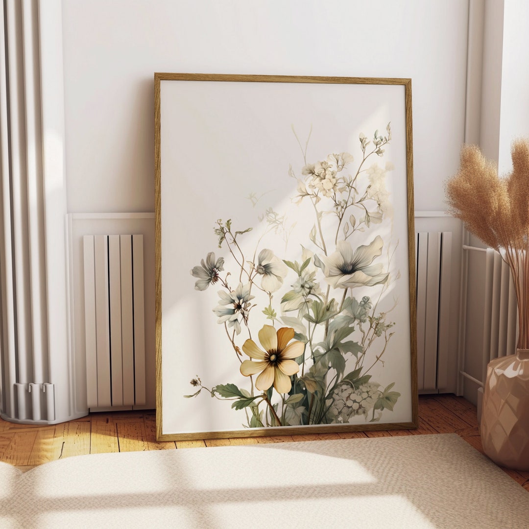 Vintage Botanical Flowers Print, Floral Illustration Wall Art, Nature ...