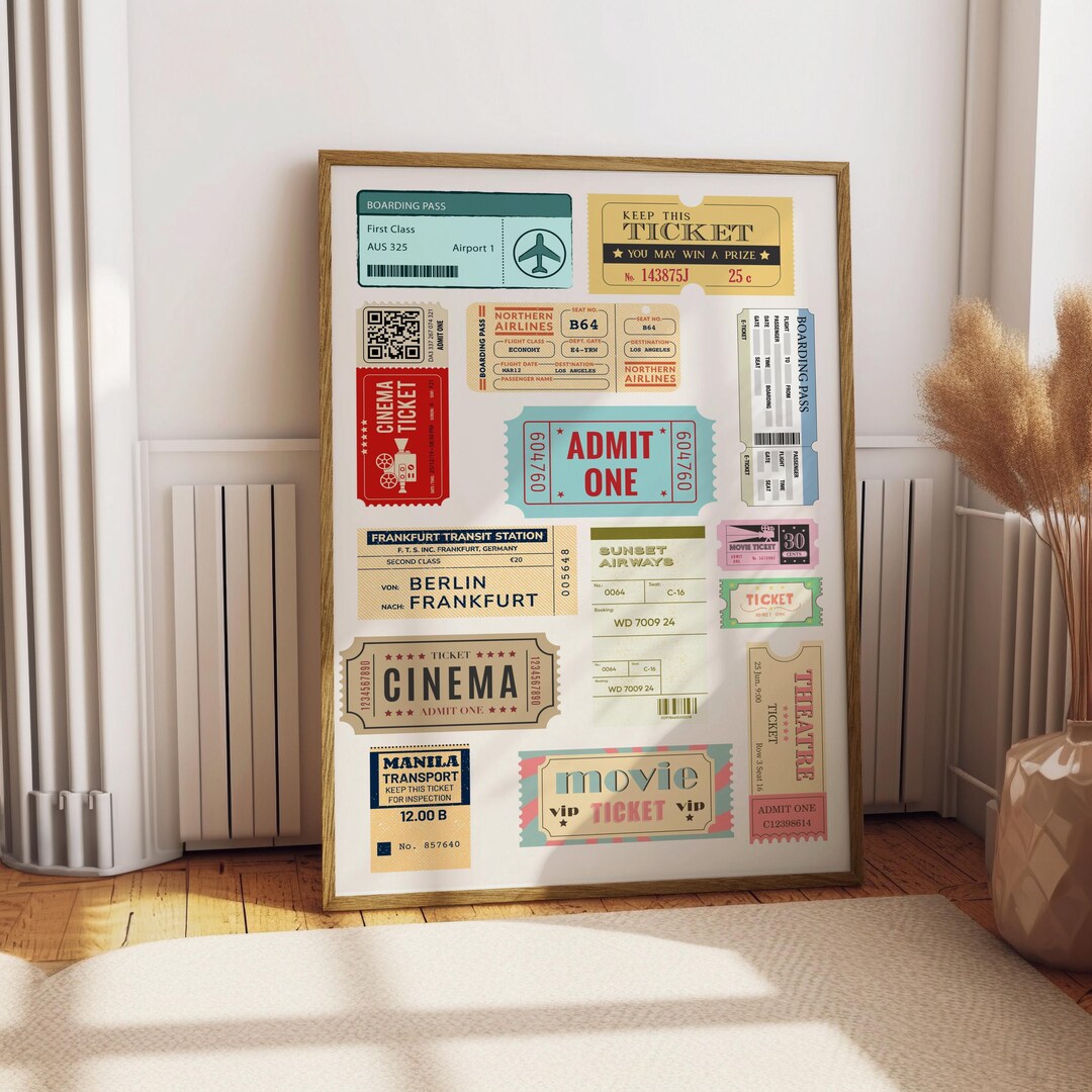 Vintage Ticket Poster, Retro Ticket Stub Wall Art, Movie Theater Decor ...