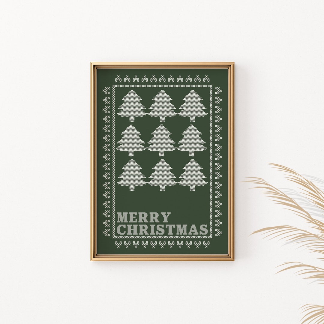 Merry Christmas Wall Art, Winter Holiday Poster, Festive Home Decor ...