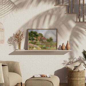 Vintage Cottage Garden Poster, Unframed Wall Art, Pastel Flower ...