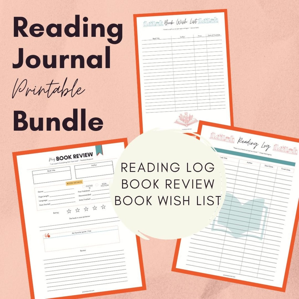 Reading Log Printable Planner: Buch Log Journal, Buchbesprechungsblatt ...