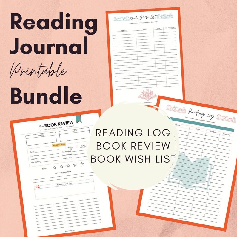 Reading Log Printable Planner: Buch Log Journal, Buchbesprechungsblatt ...