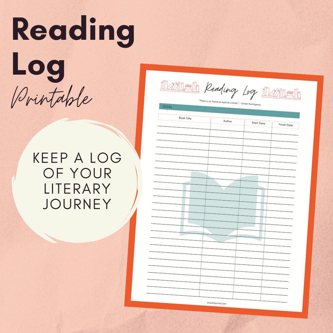 Reading Log Printable Planner: Buch Log Journal, Buchbesprechungsblatt ...