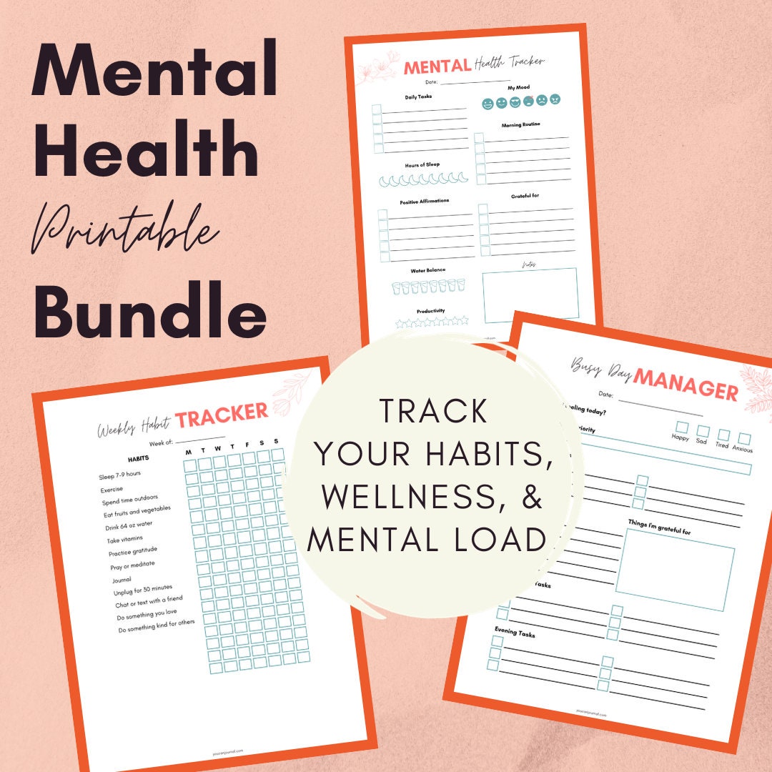 Mental Health Journal Digital - Printable Mood Trackers, Habit Trackers ...