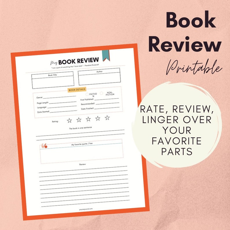 Reading Log Printable Planner: Book Log Journal, Book Review Sheet ...