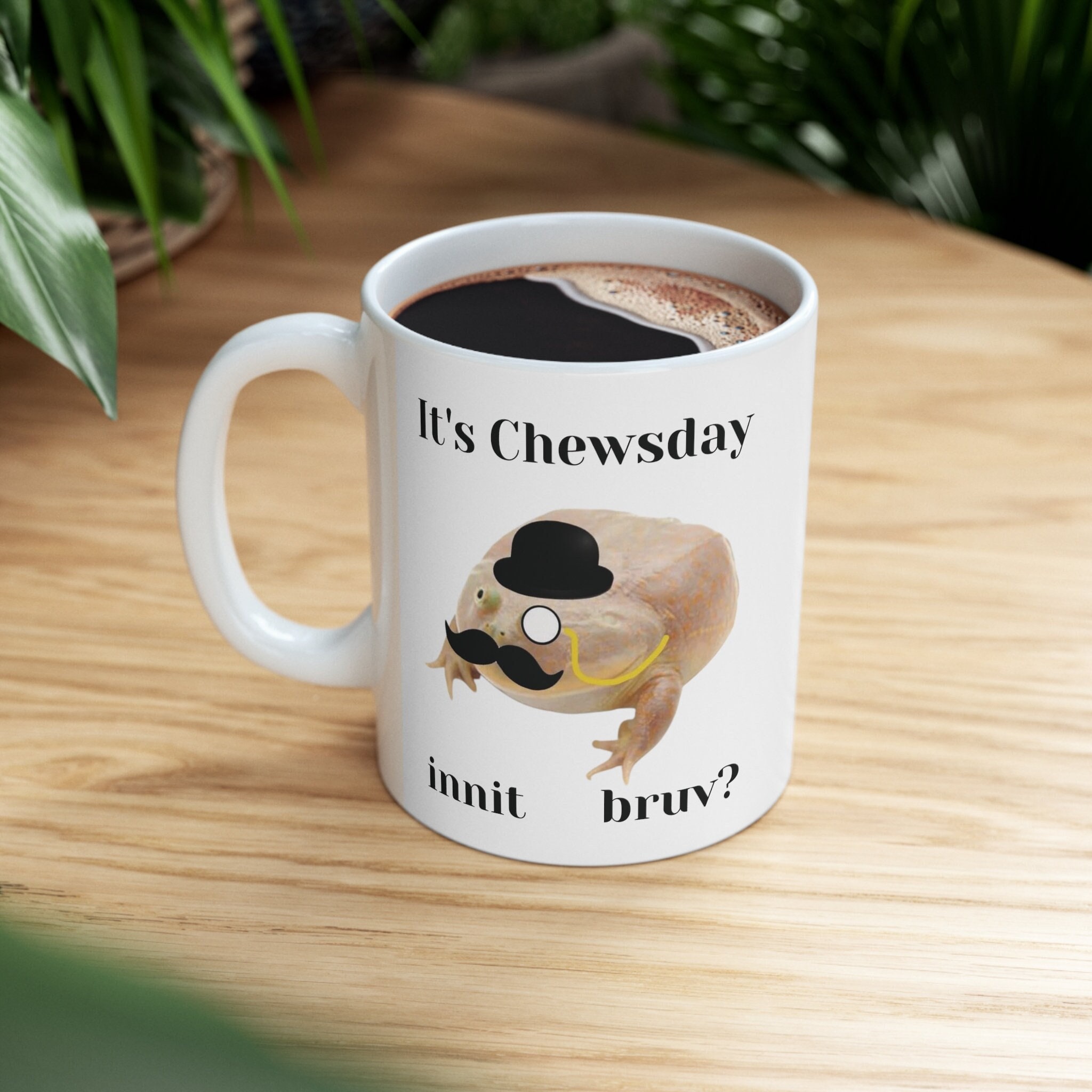 It's Chewsday Innit Bruv Funky Frog Ceramic Mug - 11oz of Meme Magic ...