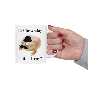 It's Chewsday Innit Bruv Funky Frog Ceramic Mug - 11oz of Meme Magic ...