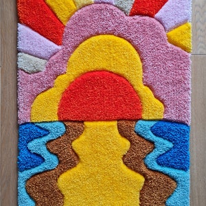 Groovy Sunset Rug | Handmade Tufted Area Rug - Etsy