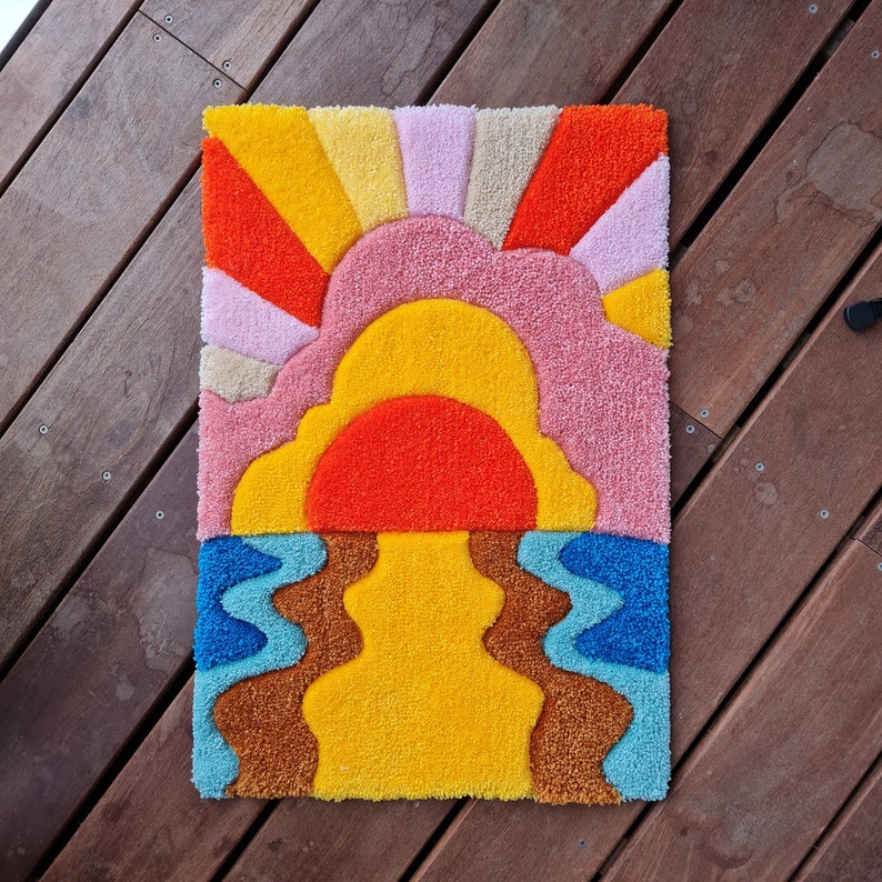 Groovy Sunset Rug | Handmade Tufted Area Rug - Etsy