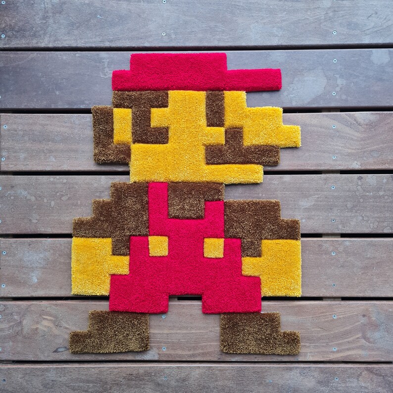 8-bit Mario Rug Super Mario Bros Inspired Tufted Rug Statement Rug for ...