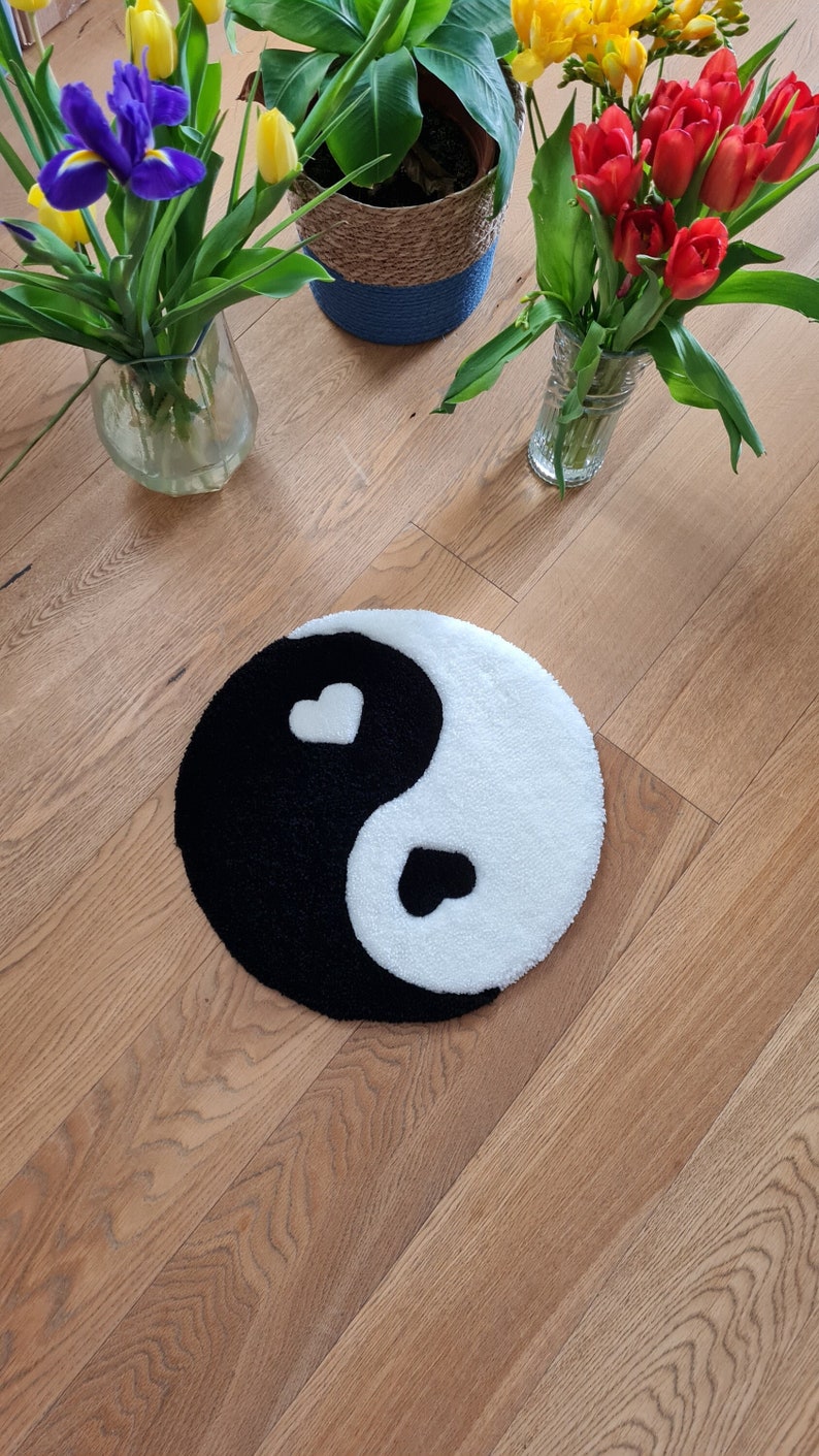Yin Yang Heart Rug - Etsy