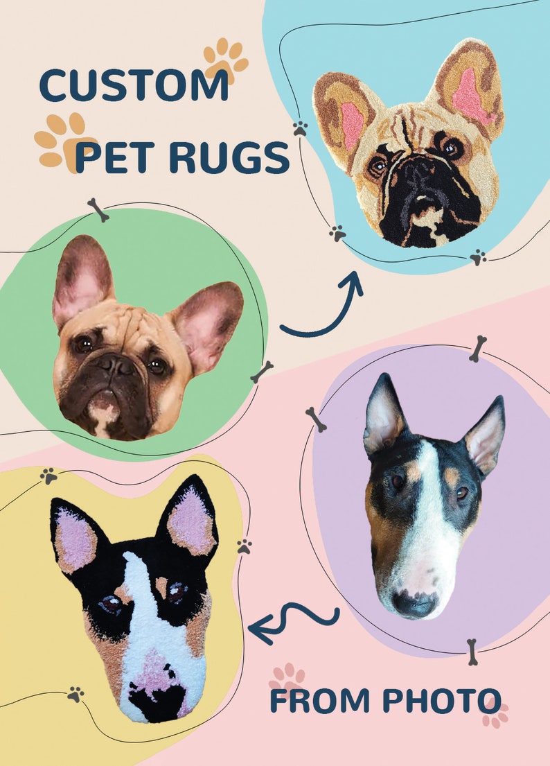 Custom Tufted Pet Portrait, Rug or Wall Hanging, Dog Cat Memorial Gift ...