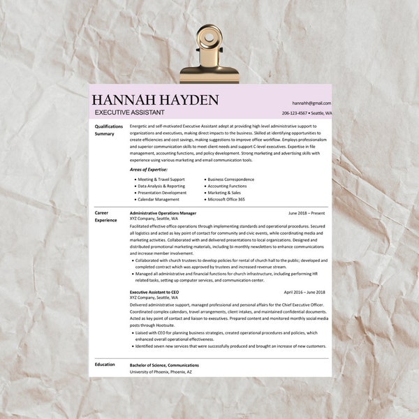 Pretty Resume Template Word - Etsy