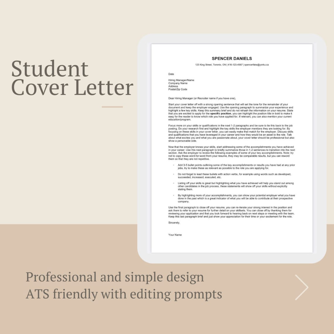 Student Resume & Cover Letter Templates University Student High School ...