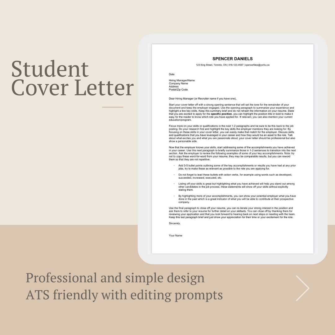 Student Resume & Cover Letter Templates University Student High School ...