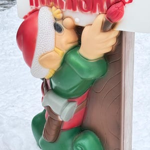 Elf Santa’s Workshop Christmas Decoration Blow Mold Xmas Decor Vintage ...
