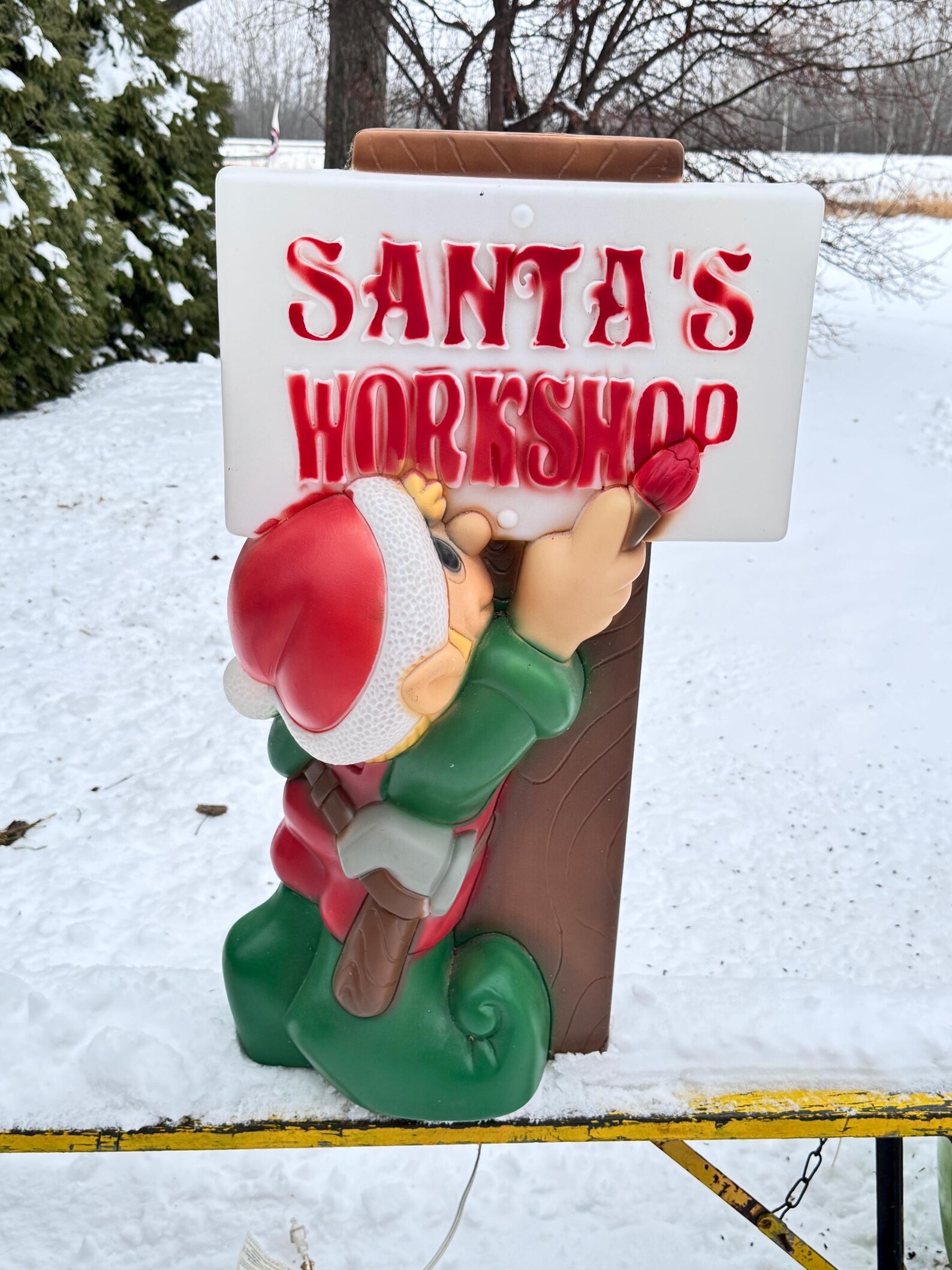 Elf Santa’s Workshop Christmas Decoration Blow Mold Xmas Decor Vintage ...