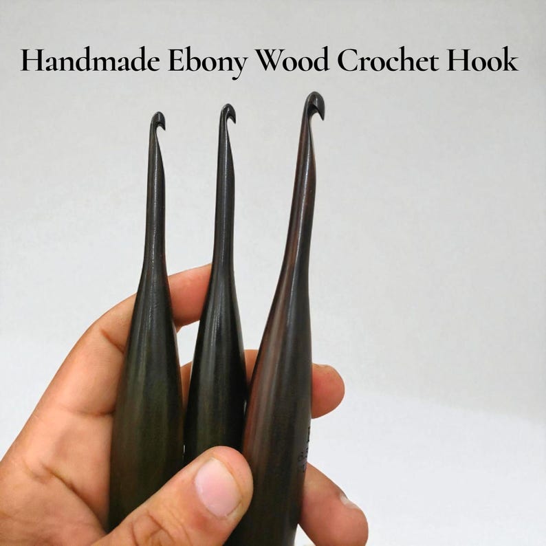 Ebony Wood Crochet Hook Set: Ergonomic Pain Relief, Handmade - Etsy