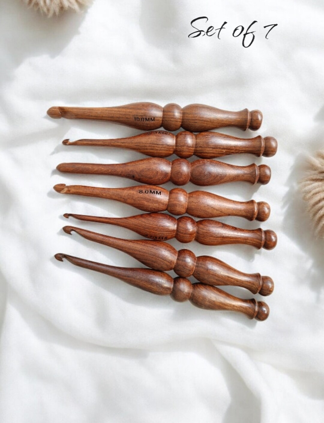 Wooden Handmade Crochets Hooks Set of 13 -3.5mm to 16mm Crochet Hooks ...