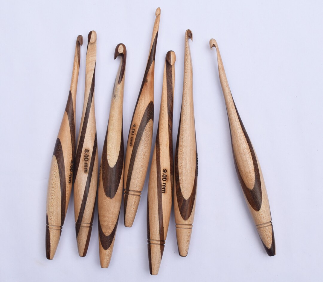 Handmade Rosewood Crochet Hook Set: Ergonomic Pain Relief, Sizes 4-10mm ...