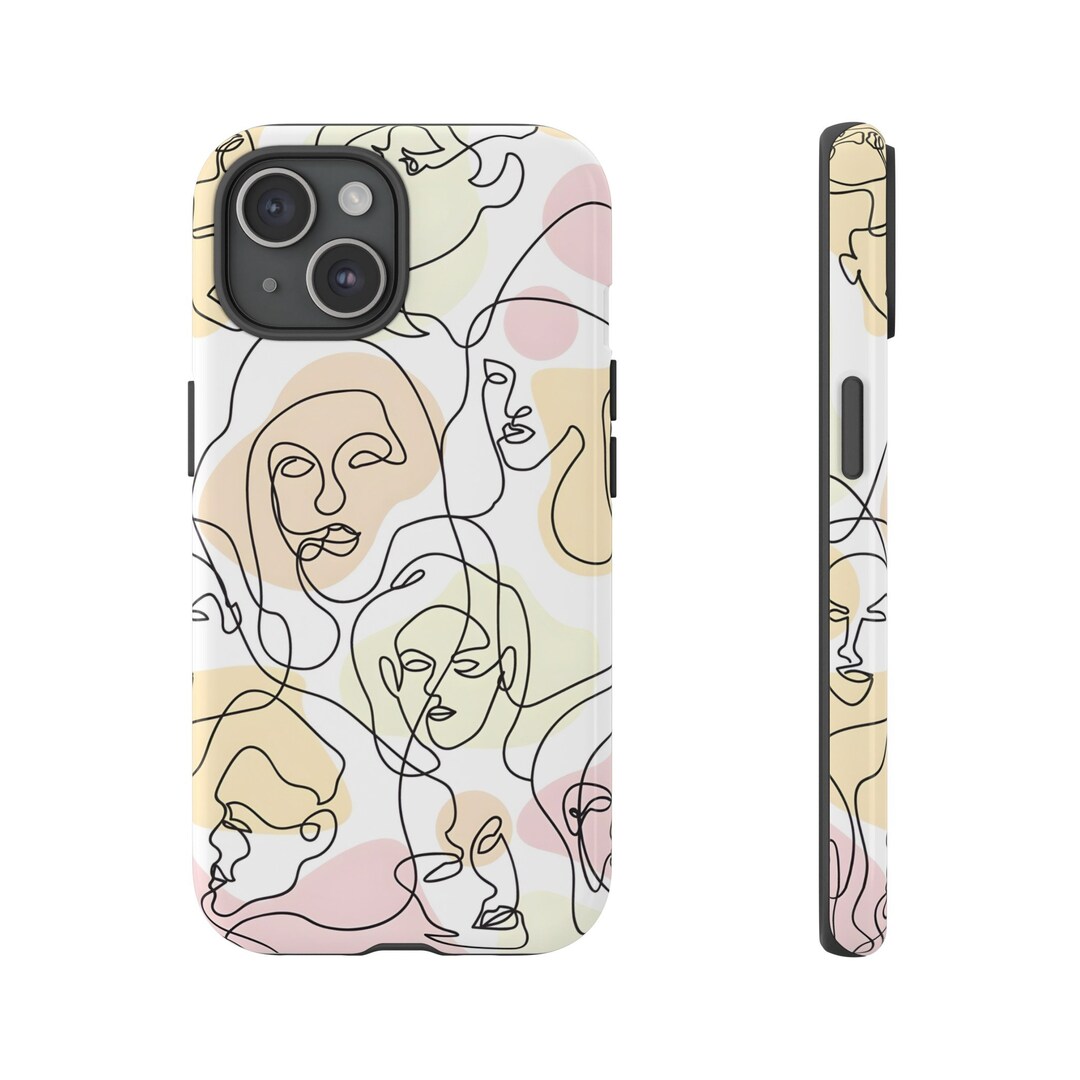 Abstract Faces Line Art Phone Case Pastels iPhone Samsung Galaxy Google ...