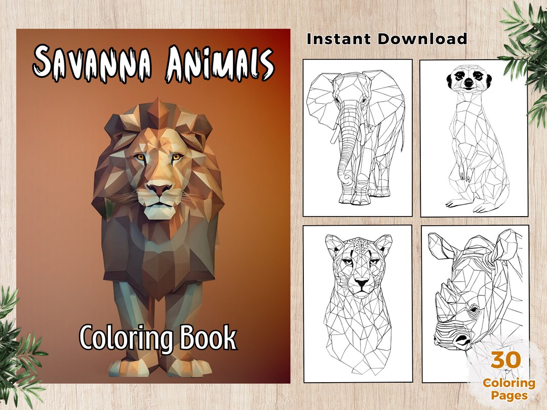 30 Savanna Animals Coloring Book: Wild Animal Coloring Pages, Coloring ...
