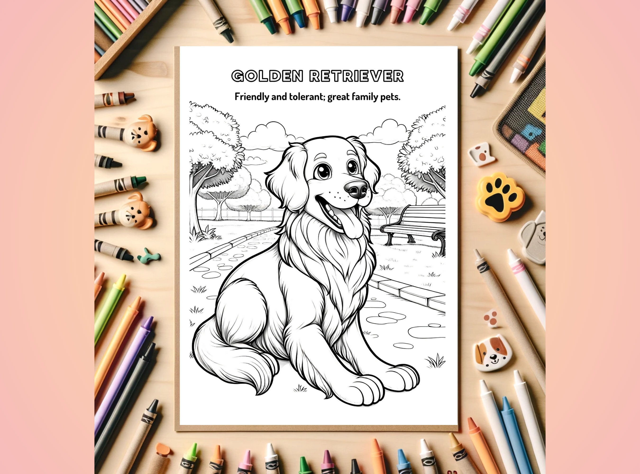 Puppy Colors Kids Coloring Book: Dog Breeds Coloring Book 30 Printable ...