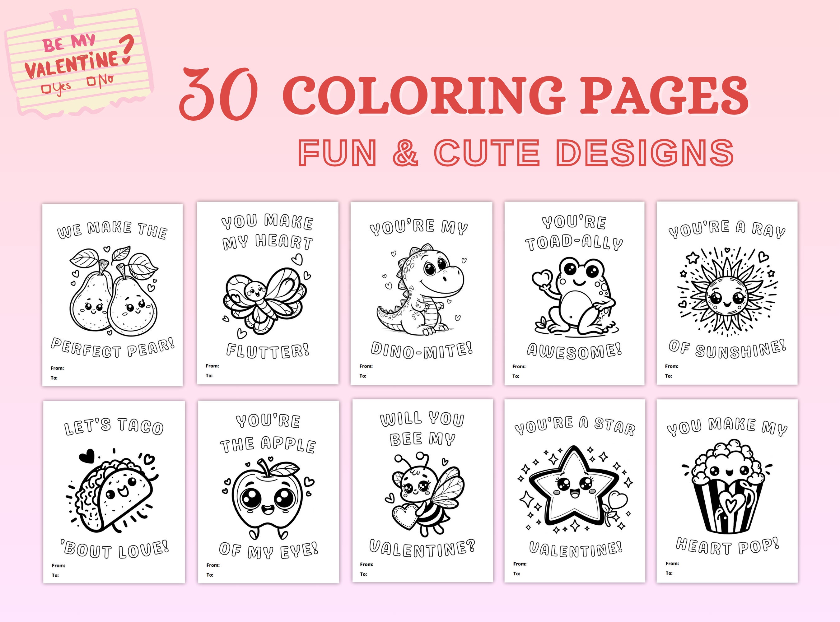 30 Valentine Coloring Pages for Kids: Valentine's Day Activity ...