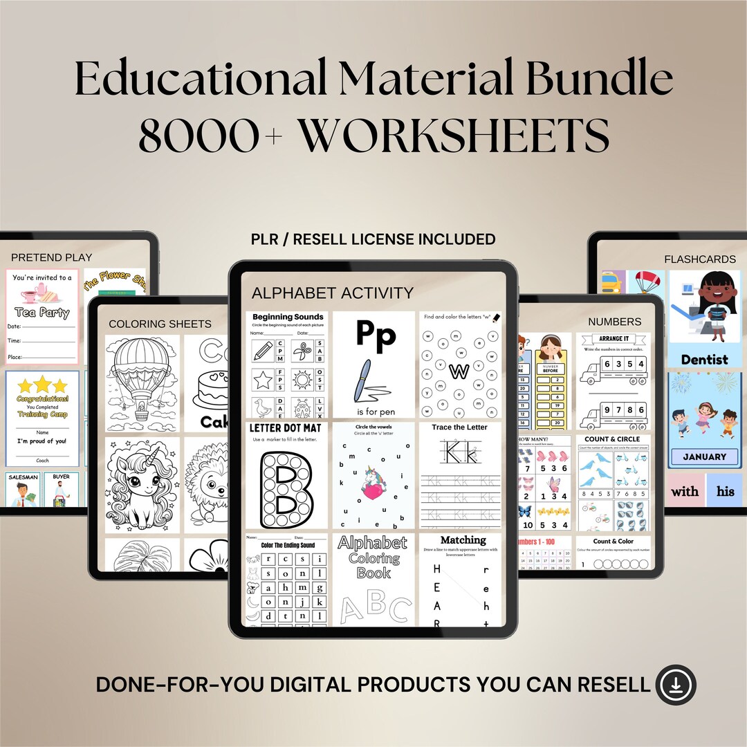 MRR PLR Educational Resources Bundle for Parents & Teachers Prek Kids ...