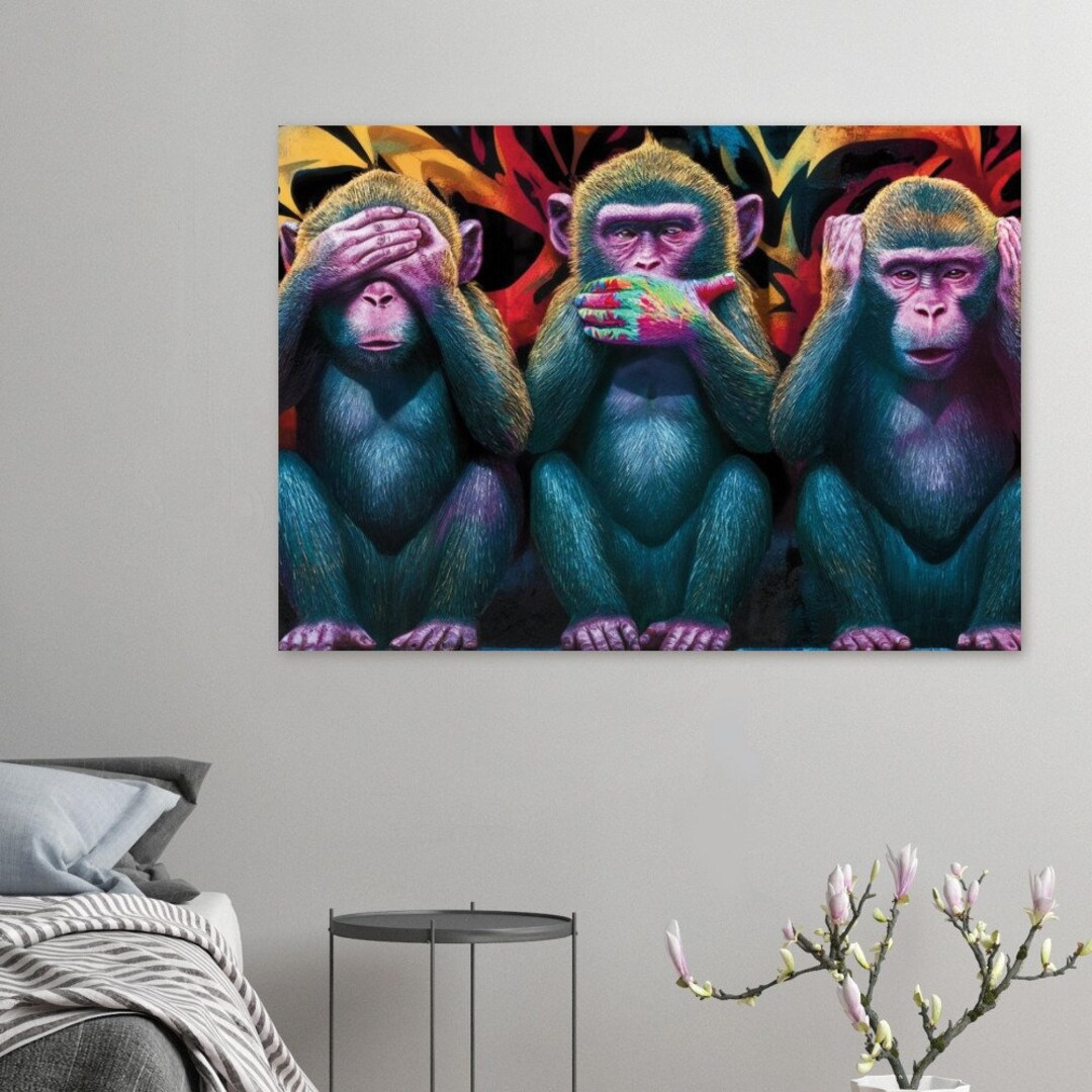 The Three Wise Monkeys Wall Art Room Decor Classic Semi-glossy Paper ...