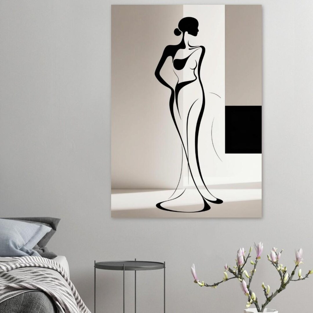 Elegant Female Body Abstract Poster Minimalist Black & White Art Modern ...
