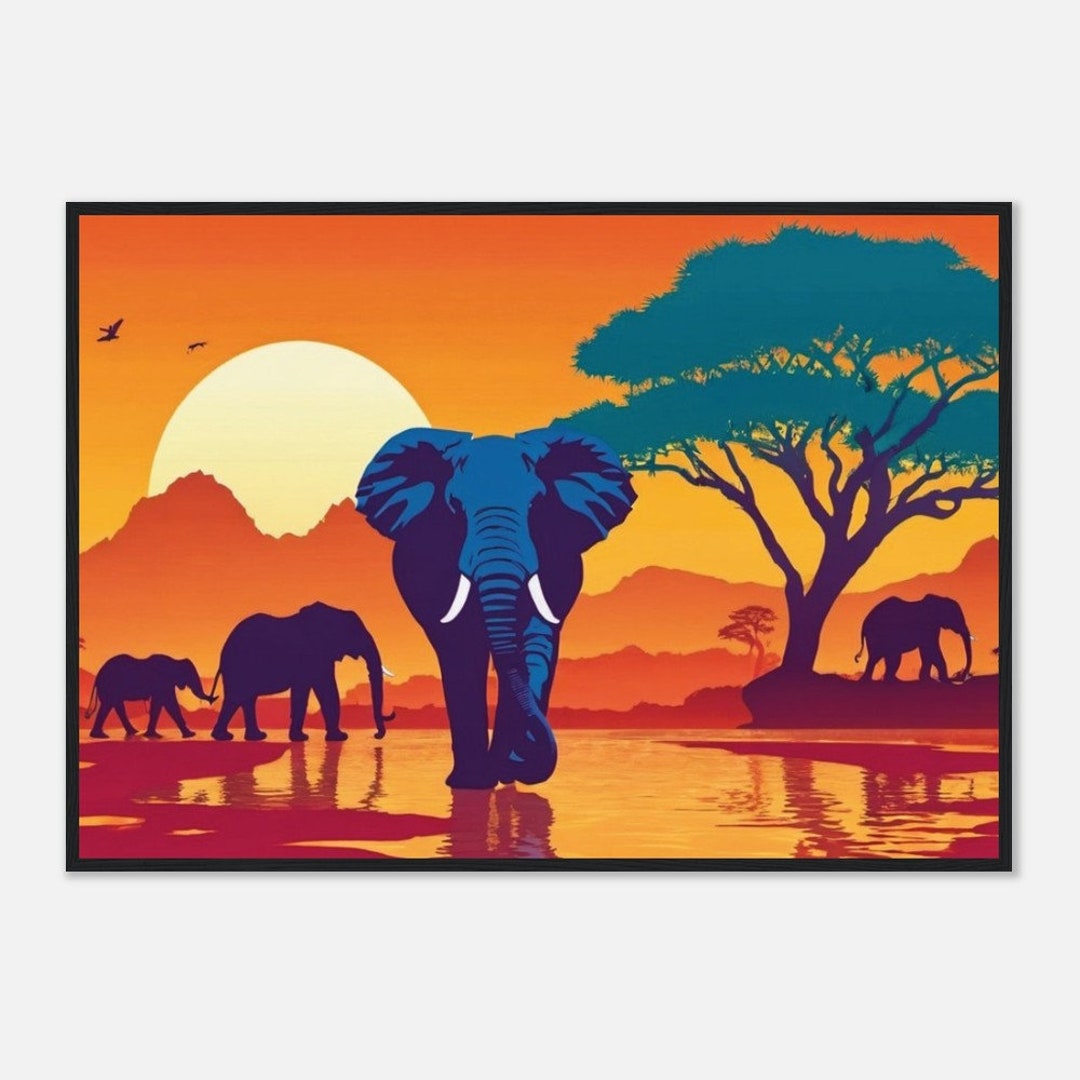 Vibrant Silhouette: the Heartbeat of Africa Wall Art Silhouette Africa ...