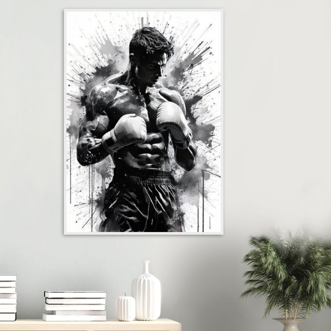 Dynamic Boxing Champion Poster Black & White Framed Wall Art Gift for ...