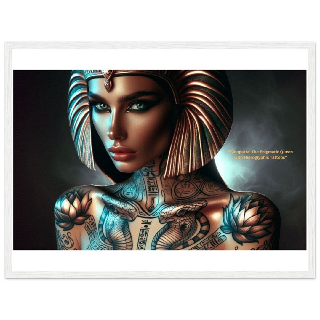 Cleopatra: the Enigmatic Queen With Hieroglyphic Tattoos 2 Classic Semi-glossy Paper Wooden ...