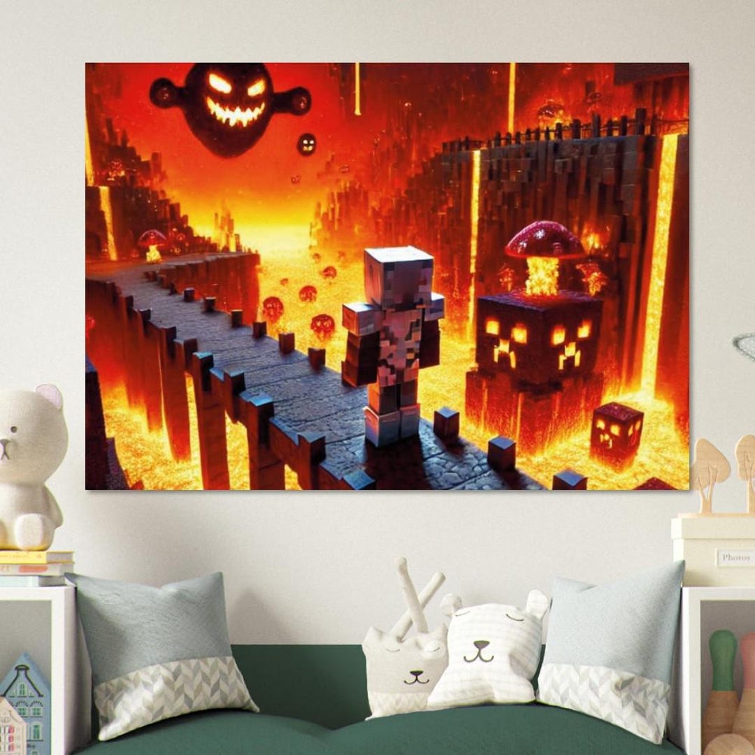 Pixel-art Nether Adventure Poster Epic Journey Art Video Game Decor - Etsy