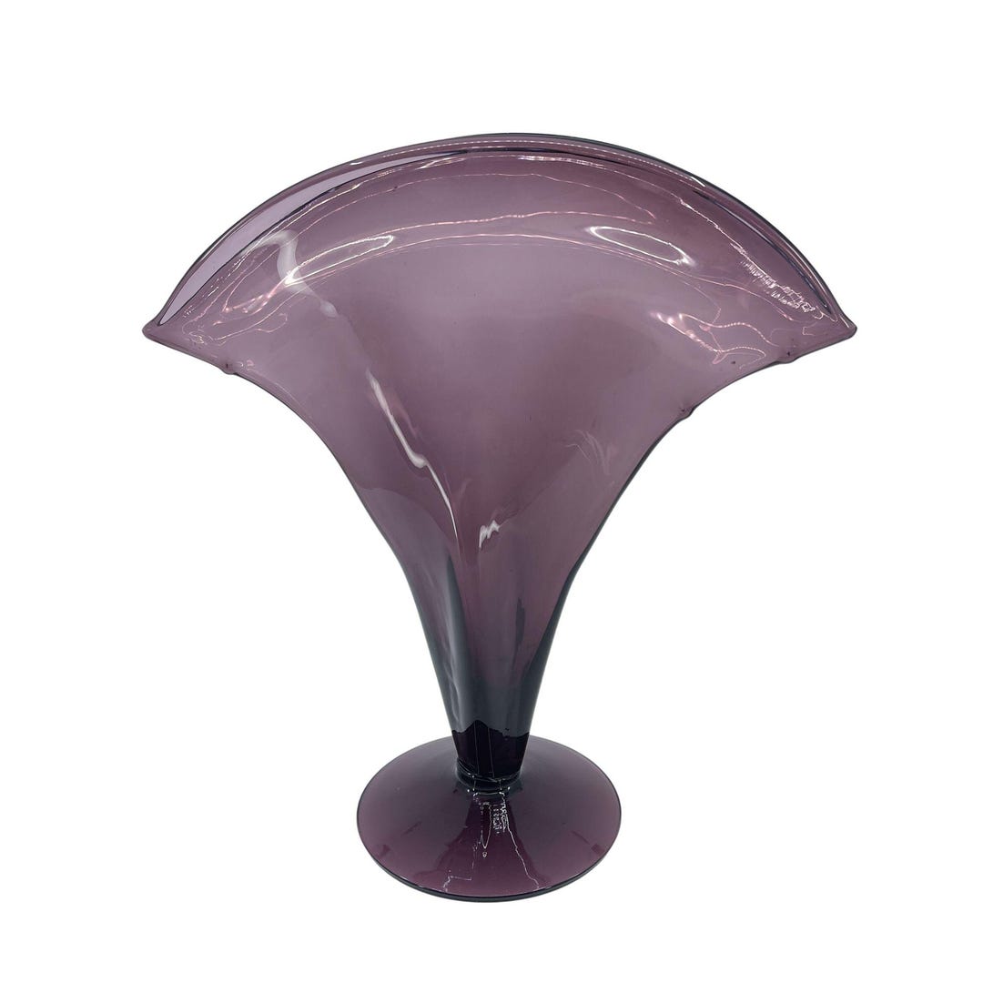 Blenko Amethyst Glass Fan Vase Vintage - Etsy