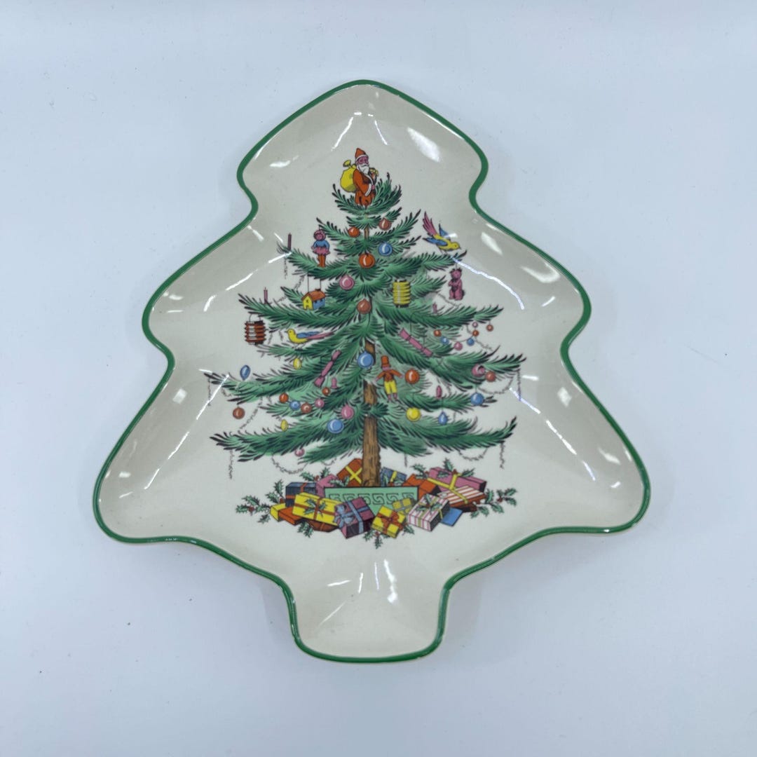 Spode Christmas Tree Shaped Dish S3324 L Ceramic With Green Trim - Etsy