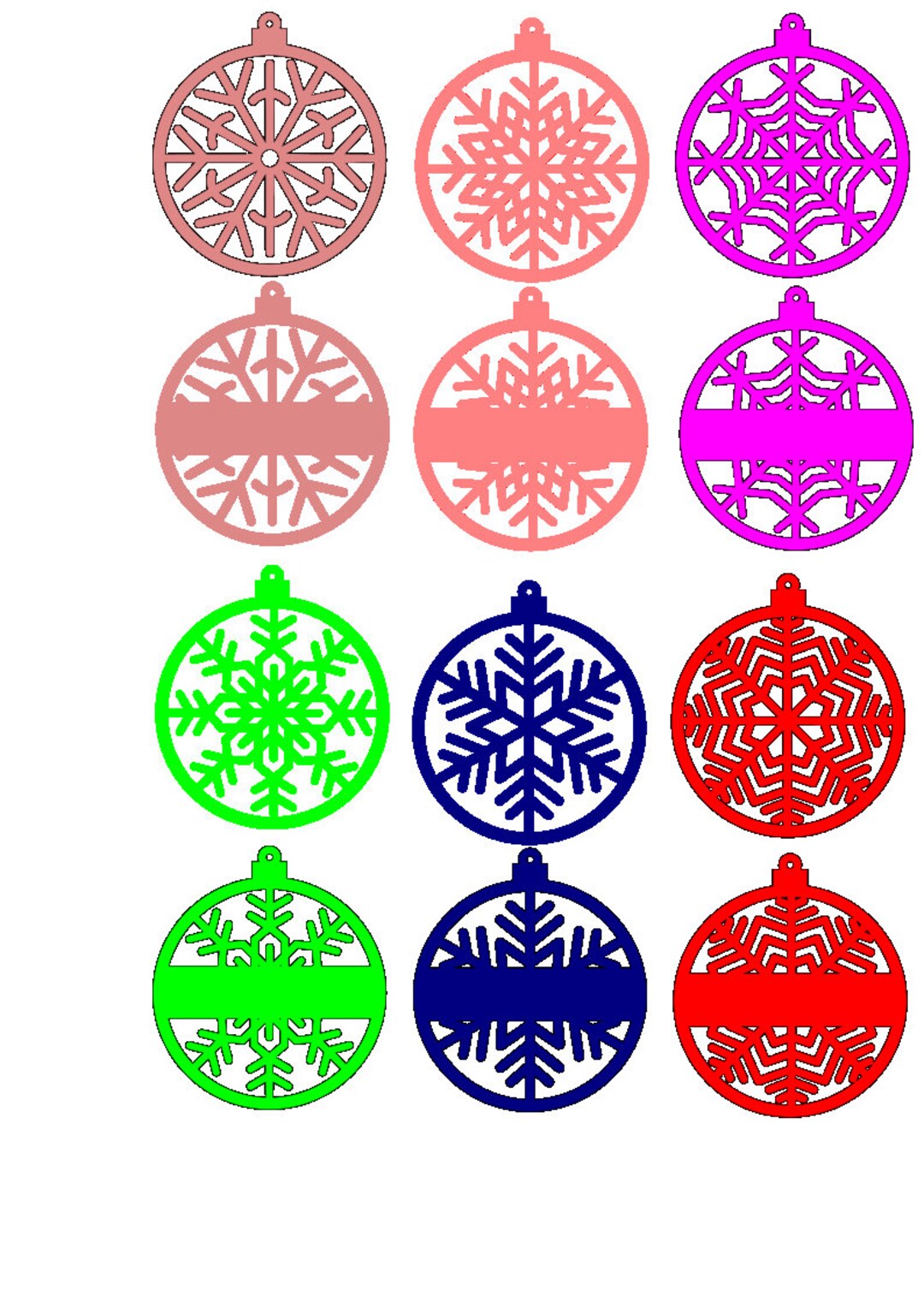 Split Snowflake SVG Files, Personalized Snowflake Bundle SVG, Ornament ...