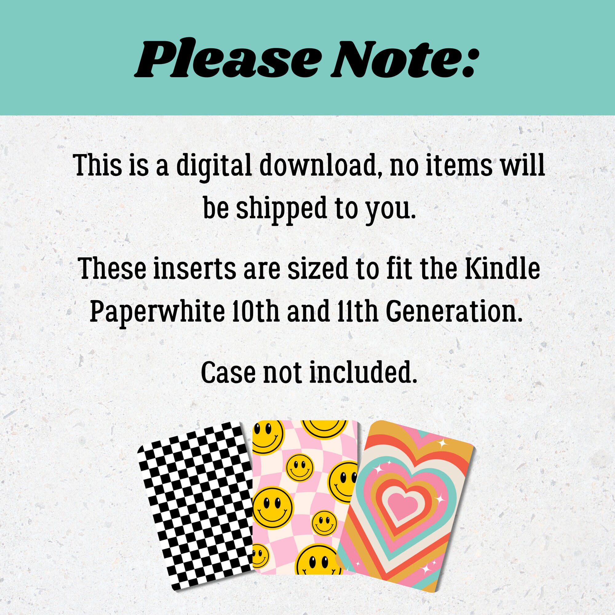 Printable Kindle Insert, Clear Case Insert, Checkered, Retro, Cherry ...